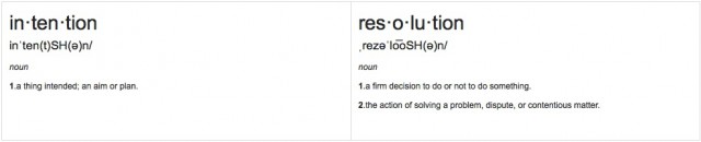 Intention vs Resolution for 2017